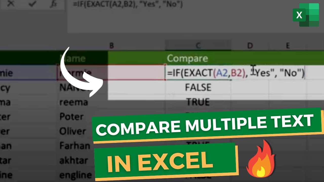 Compare Text In Excel ExcelTutorial
