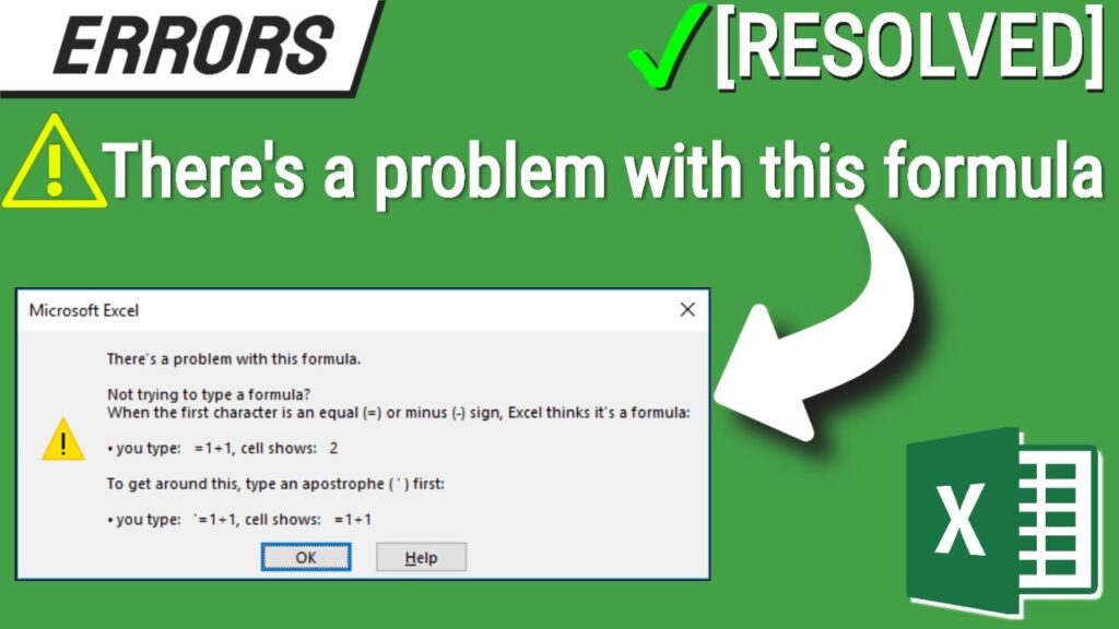 How To Resolve There s A Problem With This Formula Excel Error ExcelTutorial