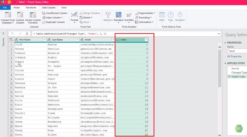 Add Row Index In Power Query Add Index Column ExcelTutorial