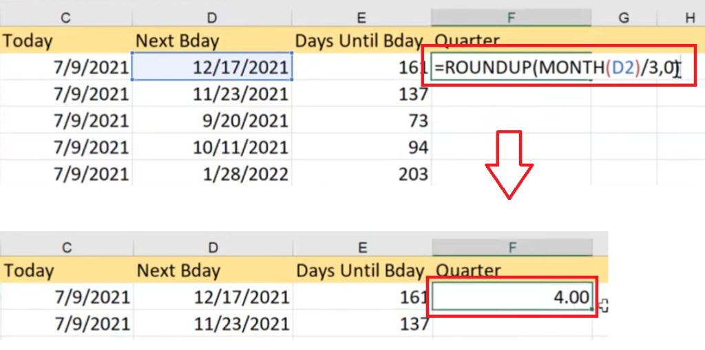How To Calculate Quarter In Excel Based On A Date ExcelTutorial
