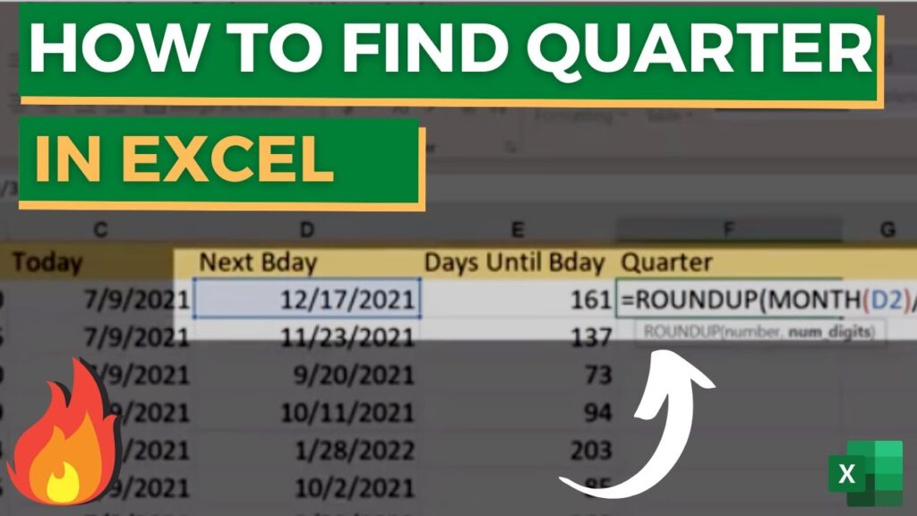 How To Calculate Quarter In Excel Based On A Date ExcelTutorial