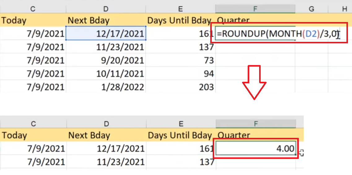 How To Calculate Quarter In Excel Based On A Date ExcelTutorial
